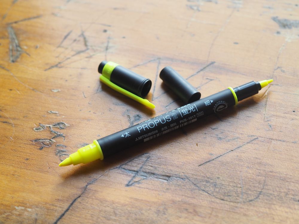 Uni Mitsubishi Propus 2 Double-Sided Highlighter - Yellow – Wonder Pens
