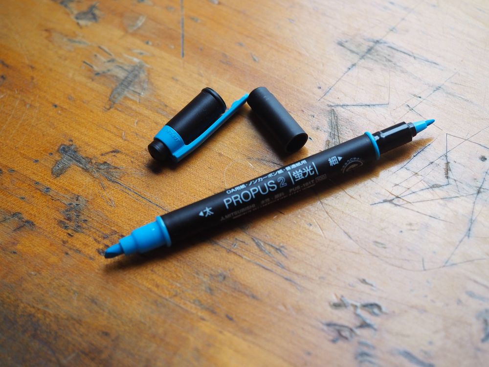 Uni Mitsubishi Propus 2 Double-Sided Highlighter - Blue – Wonder Pens