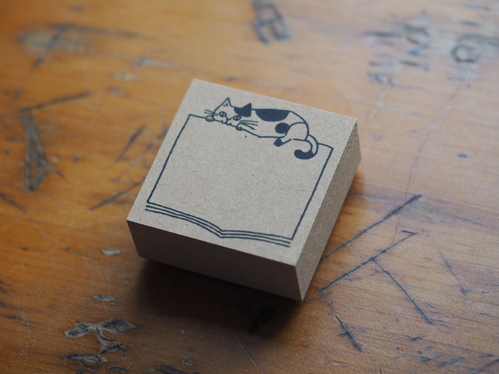 FIKA Rubber Stamp - Cat on Notebook – Wonder Pens