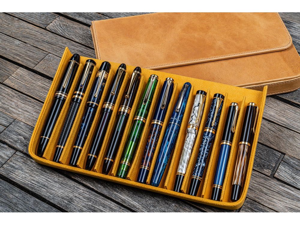 Galen Leather - Leather Magnum Opus 12 Slots Hard Pen Case with Remova ...
