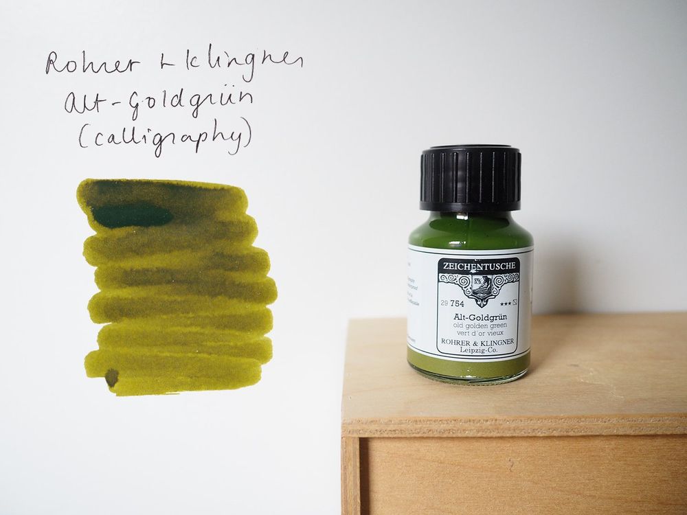 Rohrer & Klingner Calligraphy Ink (50mL) - Alt-Goldgrun (Old Golden Gr ...