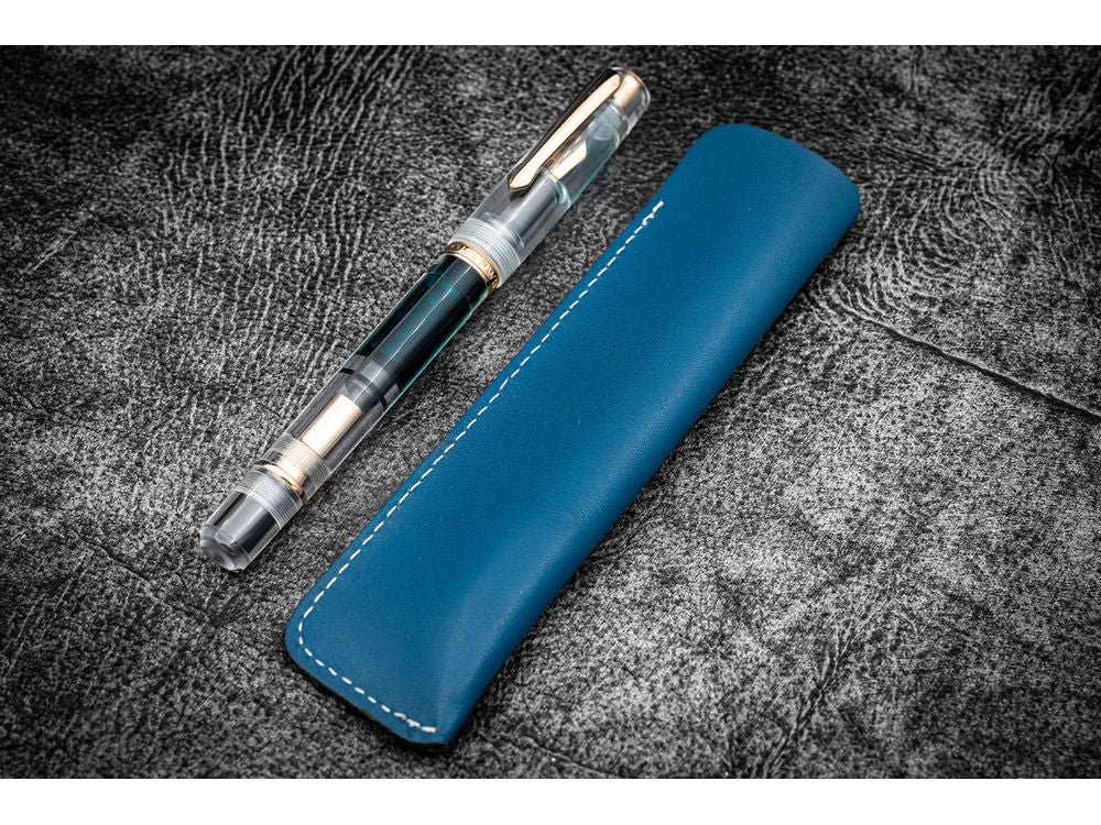 Galen Leather - Single Fountain Pen Sleeve - Blue – Wonder Pens